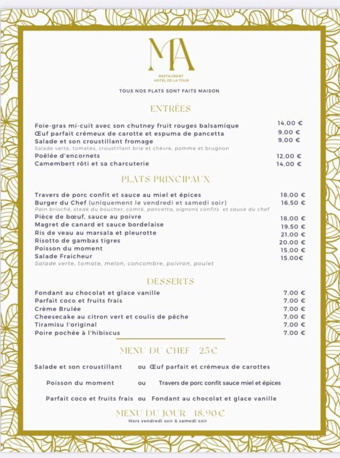 Ma Restaurant Libourne - Menu et Carte