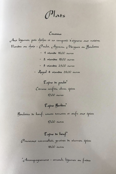 Restaurant Le Riad à Libourne - Menu et Carte
